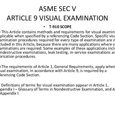 ASME SEC V ARTICLE 9 VISUAL EXAMINATION PPT - Copy [PDF] | Documents Community Sharing
